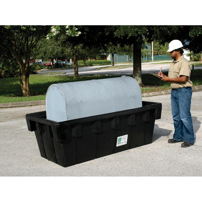 Fuel Tank Containment with Drain 43-3/4 x 84-1/2 x 29in 275lb, Blk | CMTP