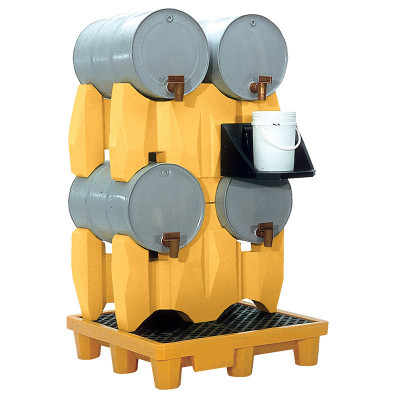 4 Drum Rack for 55 Gallon Drums 53 x 53 x 77-3/4in, 3000lb, Yell