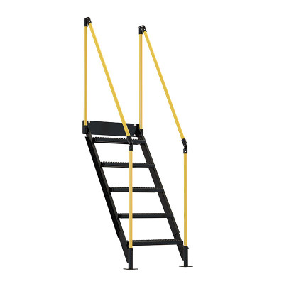 Personnel Work Platform Stairs, 5-Step, 60in Tall, Black/Yellow | CMTP