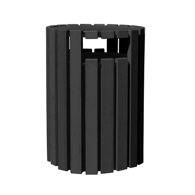Recycled Trash Receptacle Rain Cap Round 33 Gallon, Black | CMTP