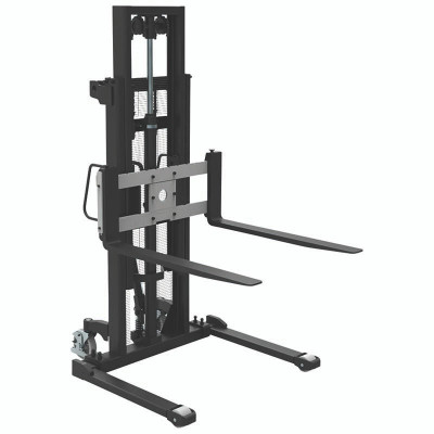 Steel Manual Stacker Adjustable Forks/Legs 2,200 lb., Black | Certified ...