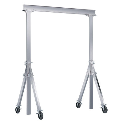Gantry Crane, Lock Casters, 12ft x 12ft Max Hgt 4,000lb Silver