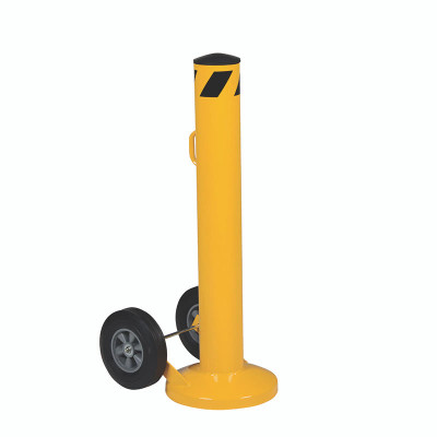 Movable Bollard with Wheels and Cap, 42 x 5-1/2in, Yellow