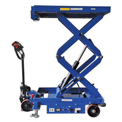 Hydraulic Double Scissor Cart, With Scale 20 x 40in, 1,500lb, Blue | CMTP