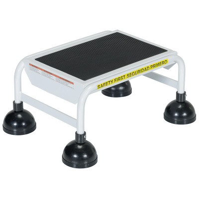 Spring Load Ladder, 1-Step, 16in Wide, Rubber Mat, 300lb, White | CMTP