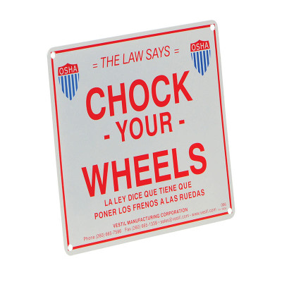 Enamel Wheel Chock, Sign 1/16in x 11-3/4in x 9-3/4in, White | CMTP