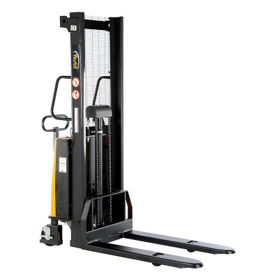 Stacker with Powered Lift 63in Raised Hgt., 2,000lb, Yellow