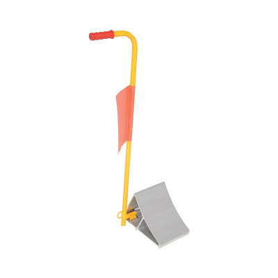 Aluminum Wheel Chock with Handle and Flag, Yellow