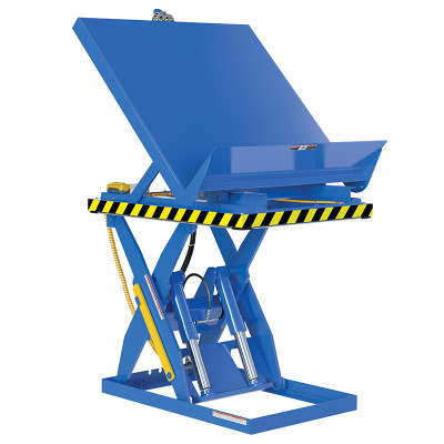 Steel Lift and End Tilt Scissor Table, 48 x 48in, 4000 lb., Blue | CMTP