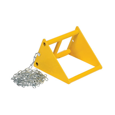 Fabricated Wheel Chock, With 10 Ft. Security Chain, Yellow