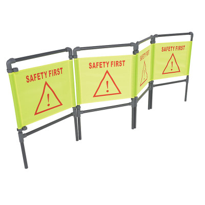 Plastic/Vinyl 4 Section Folding Fabric Barrier 93in Length, Yell | CMTP