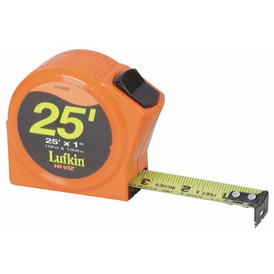 25ft HI-VIZ Measuring Tape (Fractional Inch/Feet, Decimal Feet ...
