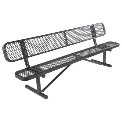 Steel Bench, Expanded Metal, 96in, Black