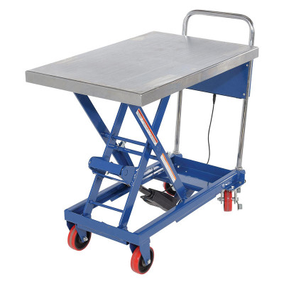 Linear Elevating Cart, 23-5/8 x 35-1/2in, 400 lb., Blue/Silver | CMTP