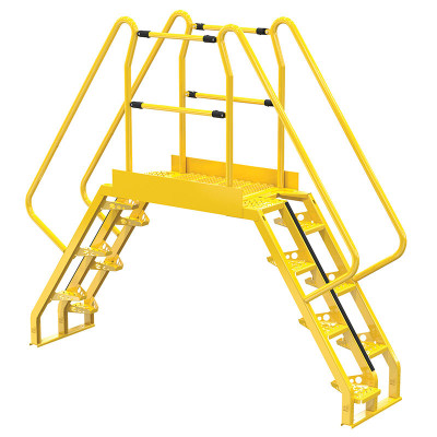 Crossover Ladder, 14-Step, 56 Degrees, 105 x 91in, 350 lb, Yellow ...