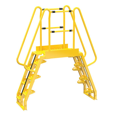 Crossover Ladder, 14-Step, 68 Degrees, 76 x 91in, 350 lb., Yellow | CMTP