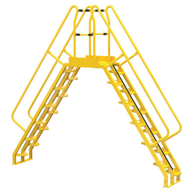 Crossover Ladder, 24-Step, 56 Deg, 140 x 127in, 350 lb, Yellow ...
