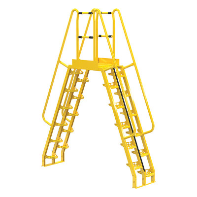 Crossover Ladder, 24-Step, 68 Degrees, 98 x 127in, 350 lb, Yellow