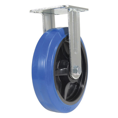 Rubber Rigid Caster, 8in Dia. x 2in W, 770 lb., Blue/Black | Certified MTP
