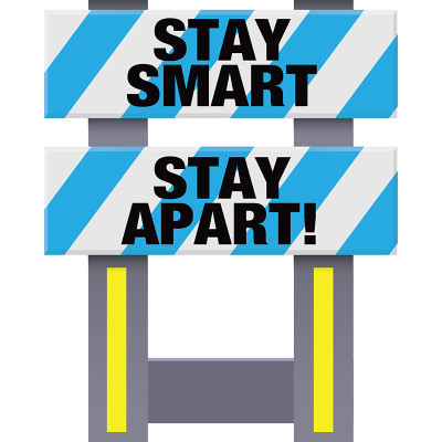 Plastic Folding Safety Barricade, "Stay Smart Stay Apart", Blue
