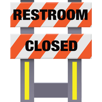 Plastic Folding Safety Barricade, "Restroom Closed", Orange | Certified MTP