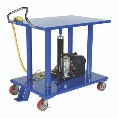 Linear Actuated Post Lift Table, 42 x 24 x 34in, 1000 lb., Blue