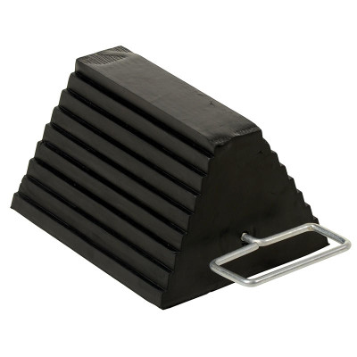 Molded Rubber Wheel Chock, Handle 8 x 11-7/8 x 6in, Black