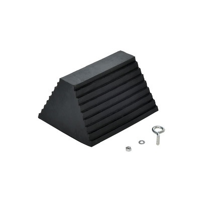 Molded Rubber Serrated Bottom Wheel Chock, 8 x 10-3/4 x 6in, Blk | CMTP