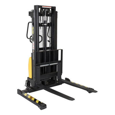 Hand Pump Stacker, Forks and Legs 98in Raised Hgt, 2,000lb / Yellow