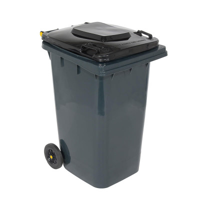 High Density Polyethylene 64 Gallon Trash Can, Gray