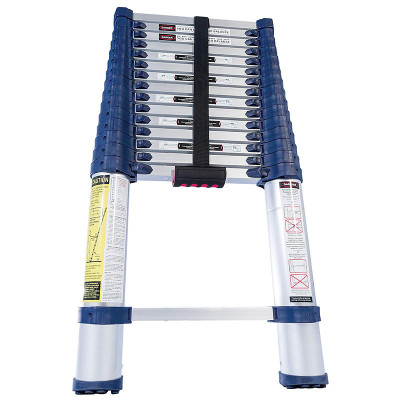 Aluminum Telescopic Ladder, 15 Ft., 250 lb., Silver