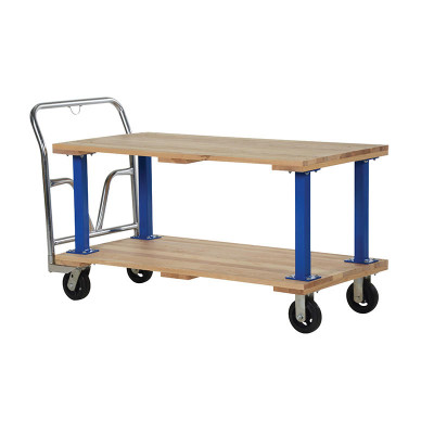 Hardwood Double Deck Platform Cart, 27in x 54in, 1,600 lb., Tan ...