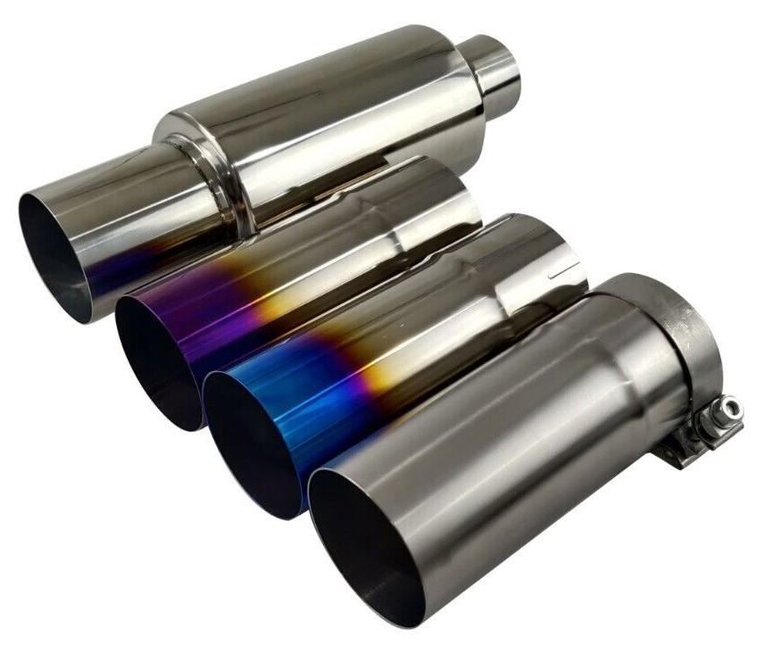 Universal Clamp on Titanium Exhaust Tip JDM Bosozuku Style in 102mm