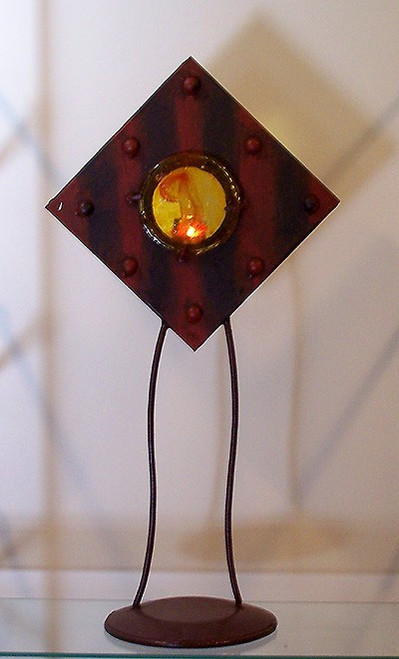 Diamond Rivet Candle Stand - Iron Elegance