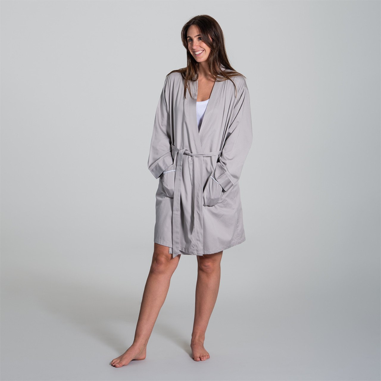 Bamboo Cotton | Silver Women’s Robe | Canningvale