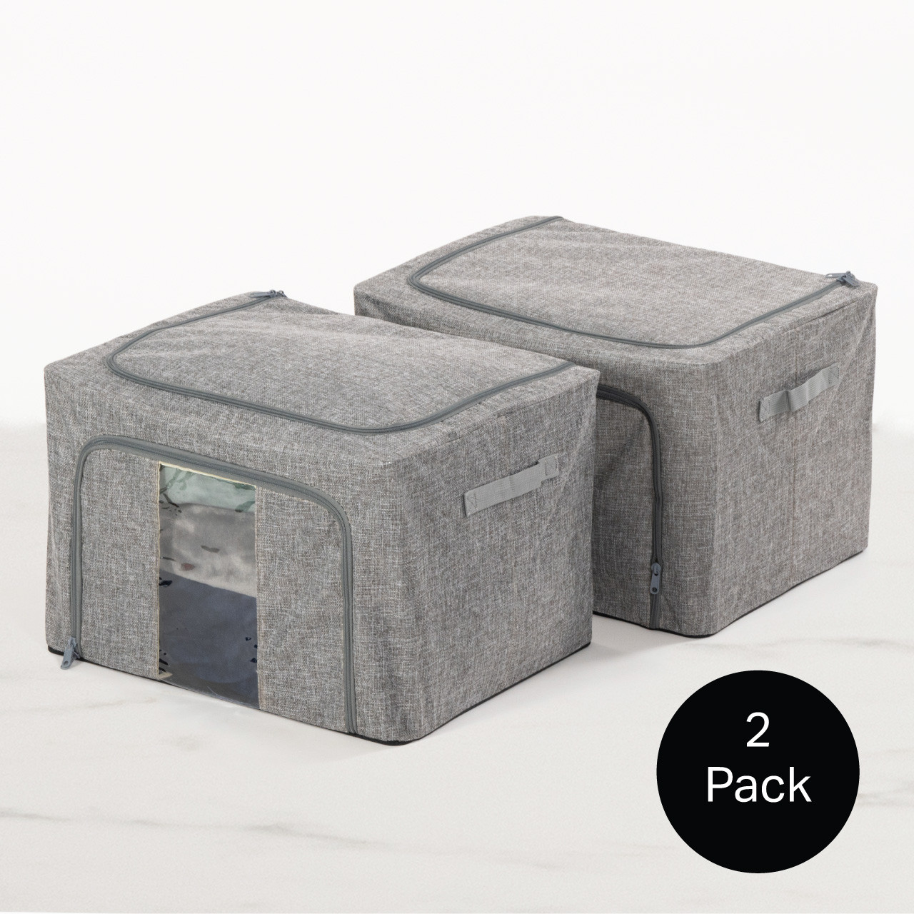 Classico Storage | Grey Large Storage Box Twin Pack | Canningvale