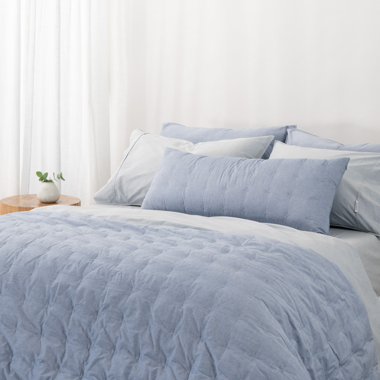 Vintage | Indigo Melange Softwash Cotton Coverlet | Canningvale