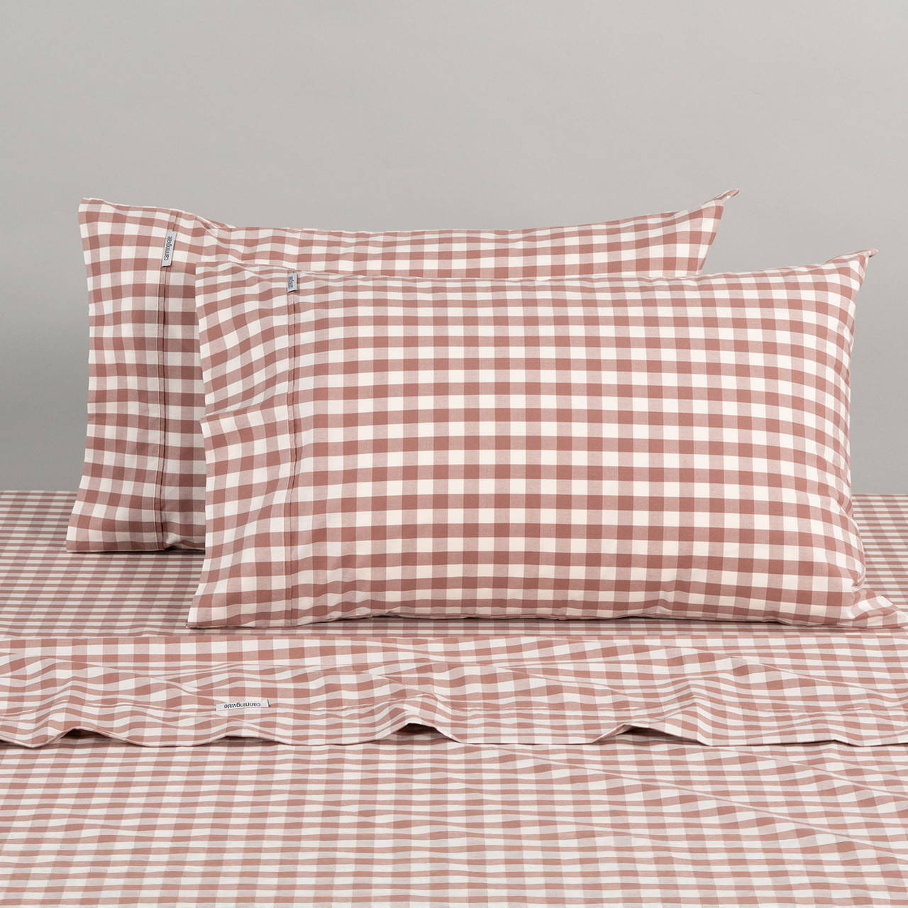 Modella Gingham Sheet Set - Mocha | Canningvale
