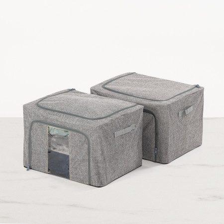 Classico Storage | Grey Large Storage Box Twin Pack | Canningvale