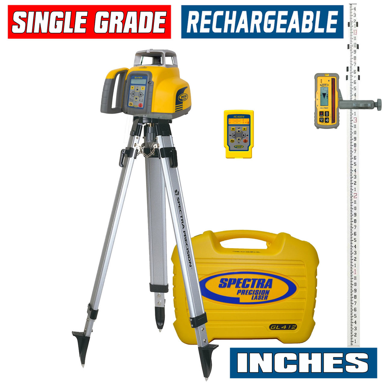 Spectra Precision GL412N-27 Single Grade Laser w/ HL760 Receiver ...