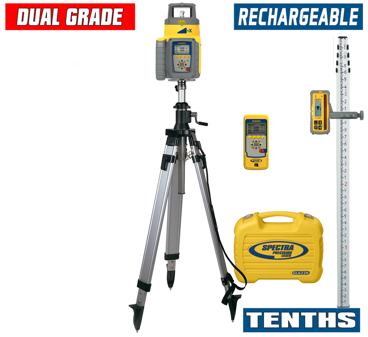 Spectra Precision GL622N-19 Dual Grade Laser TENTHS Package with HL760 ...