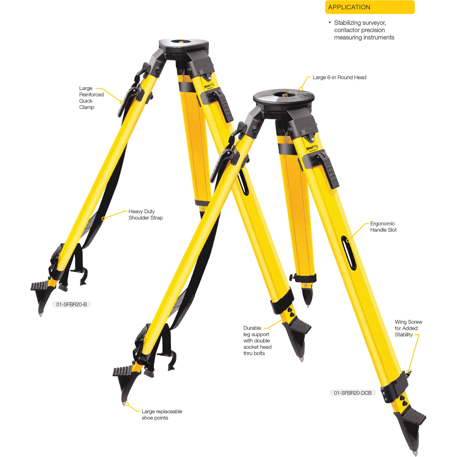 SitePro 01-SFBR20-DCB Surveyor Fiberglass Heavy Duty Tripod