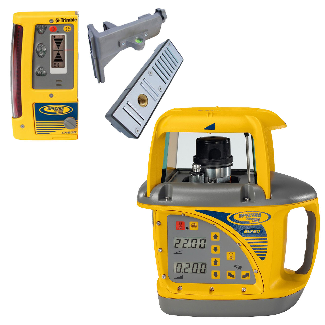 Spectra Precision GL722 Dual Grade Laser with CR600 Receiver and RC703 ...