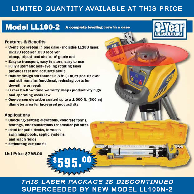 SPECTRA Precision LL100-2 Automatic Self-Leveling Laser Kit ...