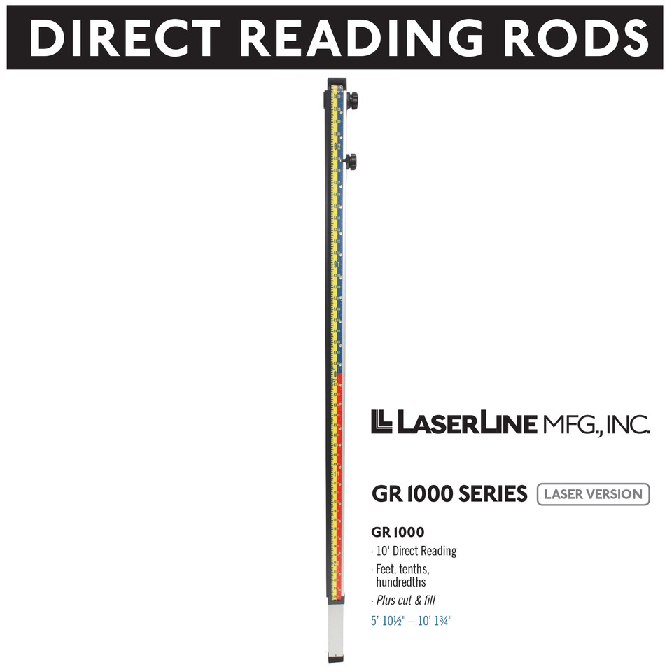 LaserLine 10 Foot Direct Reading Laser Rod with Rail - Measurements ...