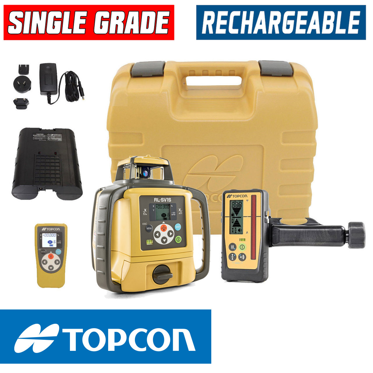 Topcon RL-SV1S Self-Leveling Single Grade Laser RB Kit with LS-100D ...