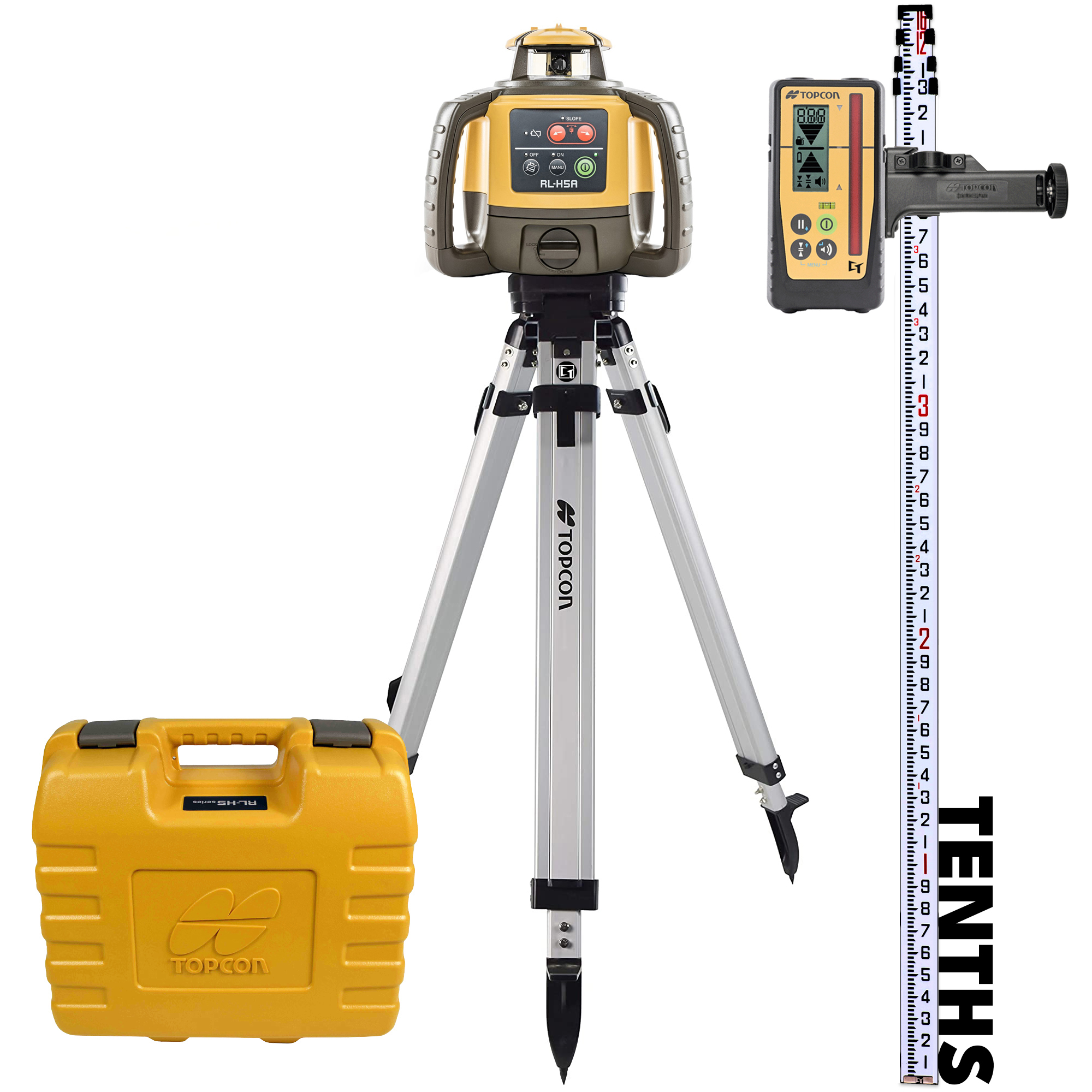 Topcon RL-H5A Laser Level Kit with LS-100D Receiver, Heavy-Duty Tripod ...