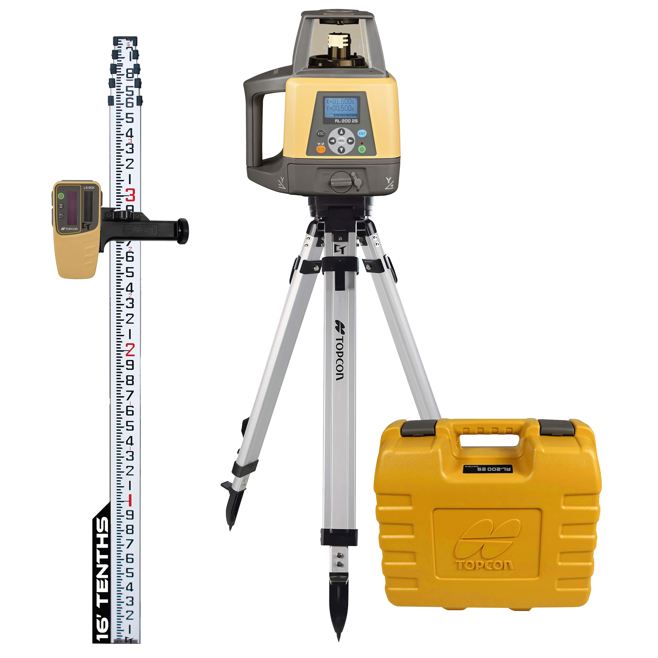 Topcon RL-200 2S Dual Slope Laser Level Package with LS-80X Receiver ...