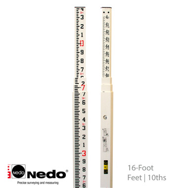 Nedo 16' Fiberglass Leveling Rod Model 345885 – Inches | 10ths ...