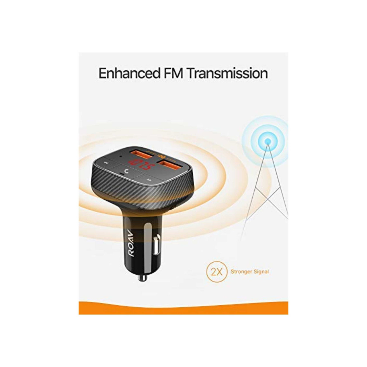 Anker ROAV SmartCharge F0 Bluetooth FM Transmitter, Car Charger - Black ...